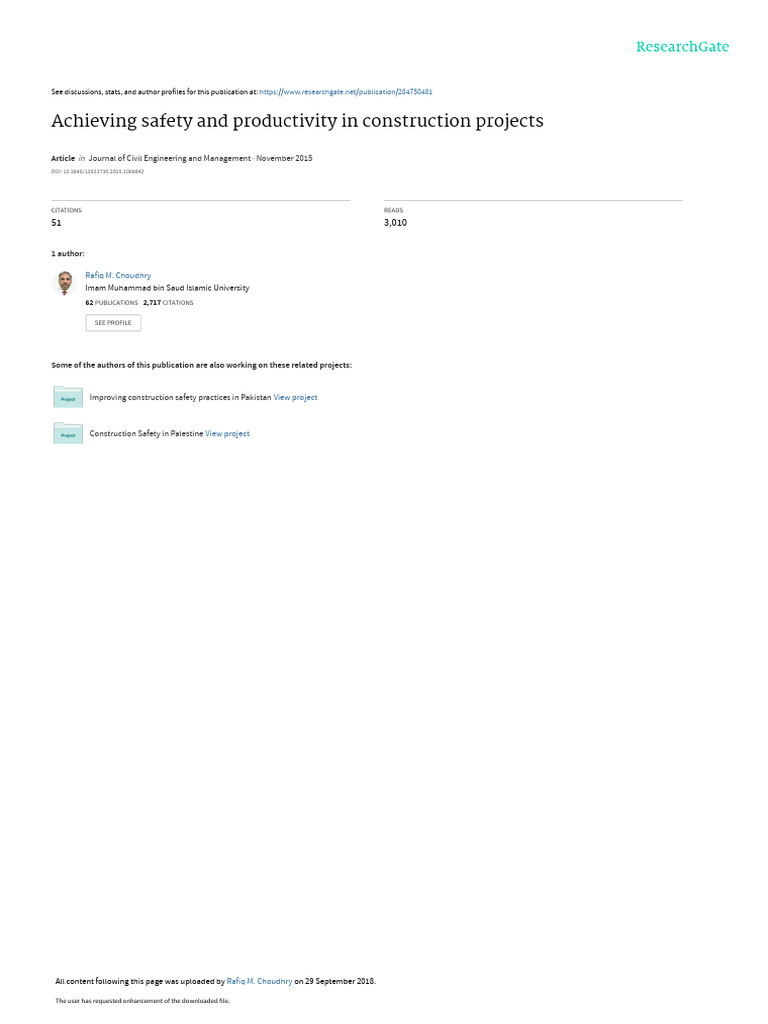 Achieving Safety and Productivity in Construction Projects | PDF ...