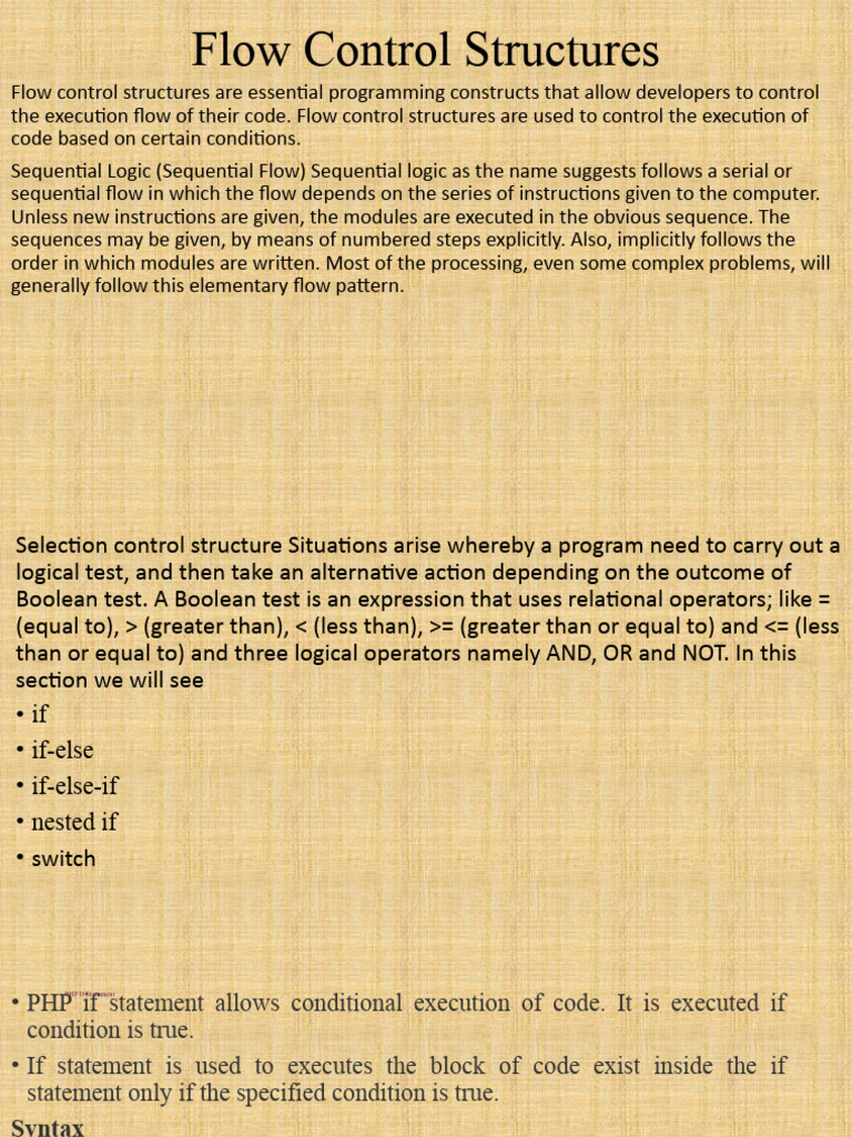 Flow Control Structures | PDF | Control Flow | Php Flow Control Structures | PDF | Control Flow | Php