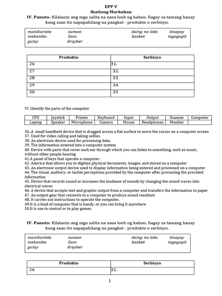 ProduktoOSerbisyo v2 | PDF | Input/Output | Electronics