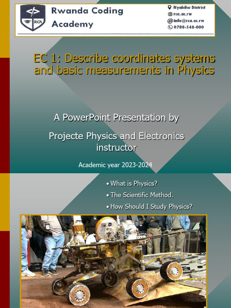 Describe Coordinates Systems and Basic Measurements in Physics ...