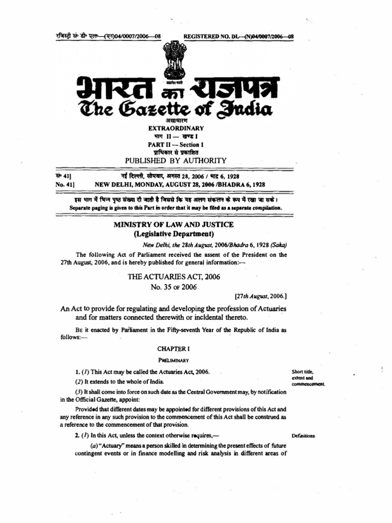 Actuaries Act 2006 Overview | PDF