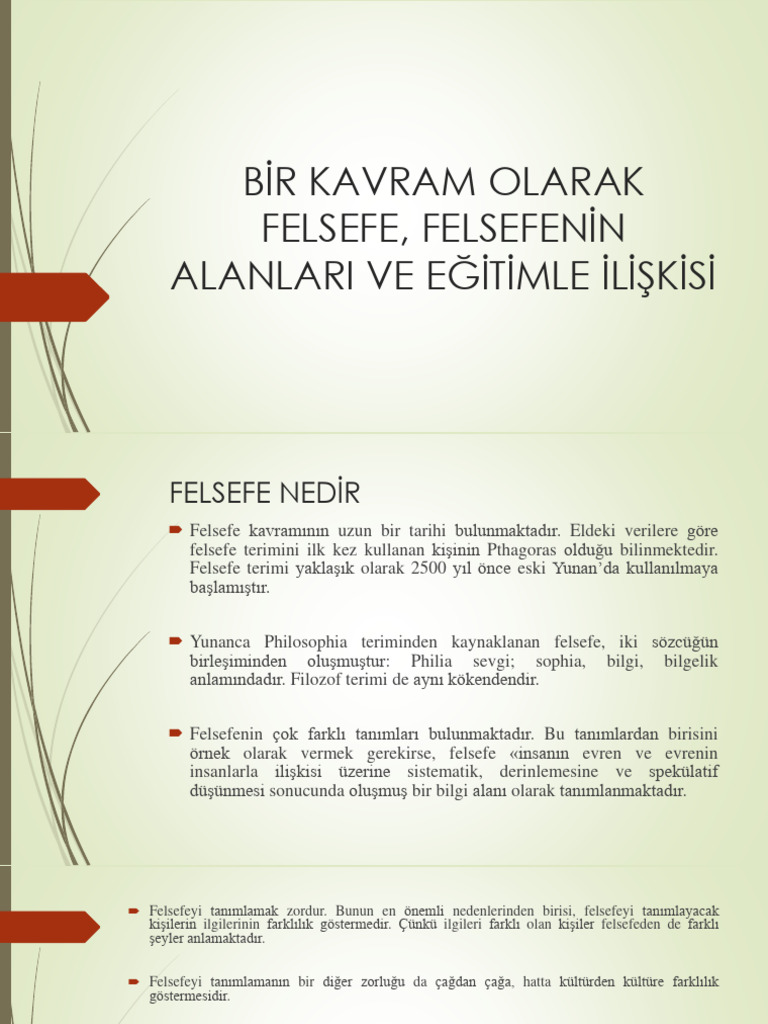 Ders.1..Egitim Felsefesi-Felsefe Kavram - Alanlar - E Itimle Li Kisi | PDF