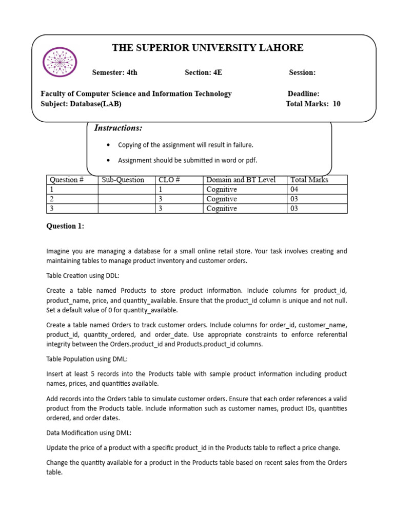 Task 2 DB 4E | PDF | Relational Database | Database Index