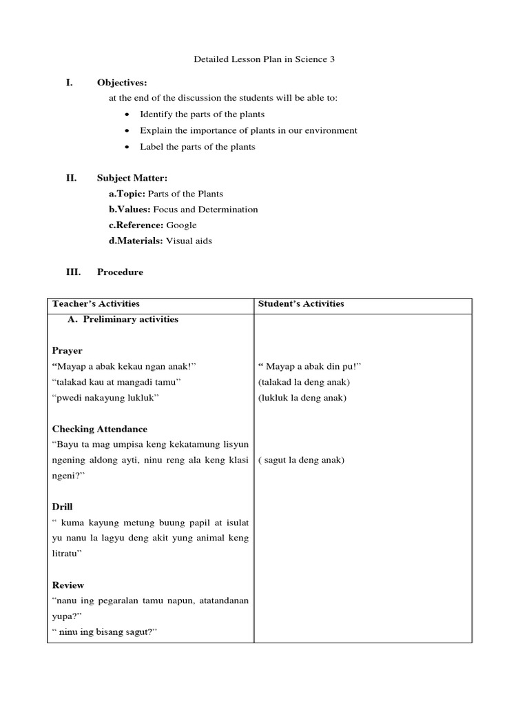 LESSON PLAN MTB Sample | PDF