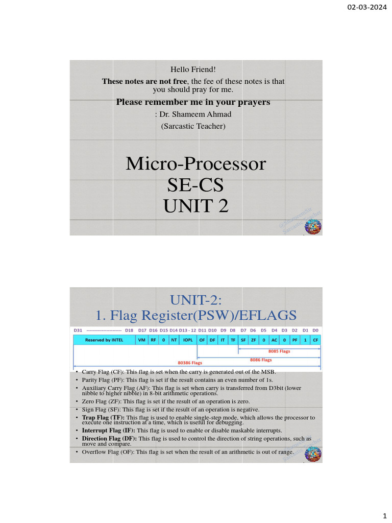 MP Unit 2 Oneshot | PDF | Computer Memory | Digital Electronics