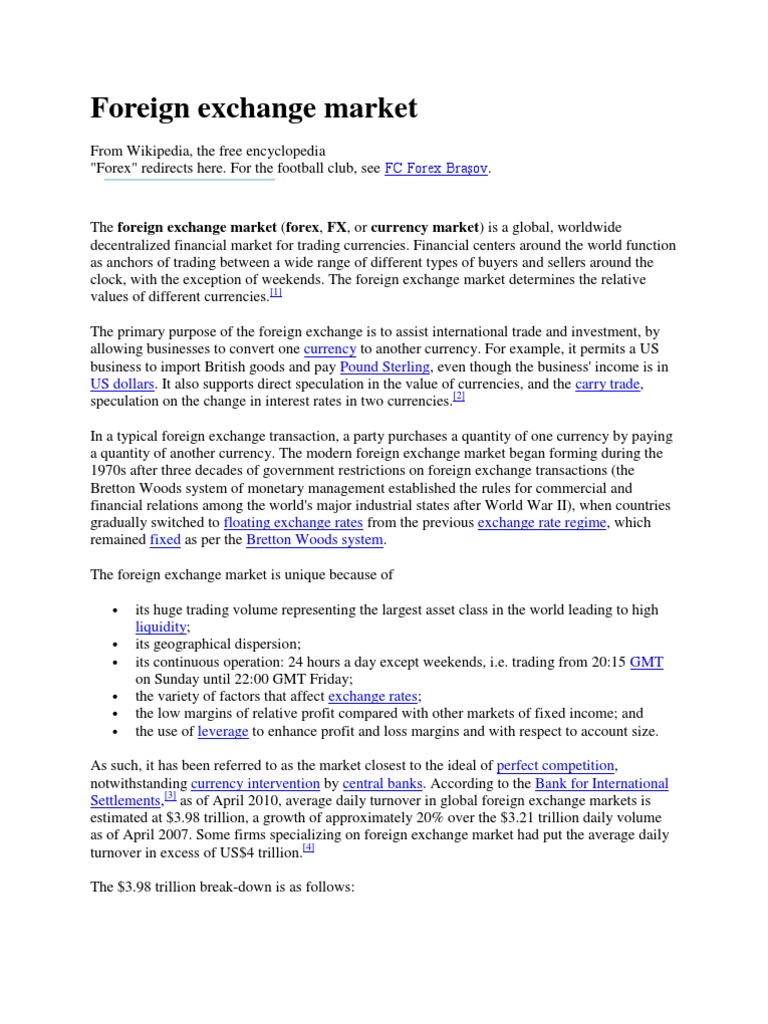 Foreign Exchange Market Raw Material | PDF | Foreign Exchange Market ...