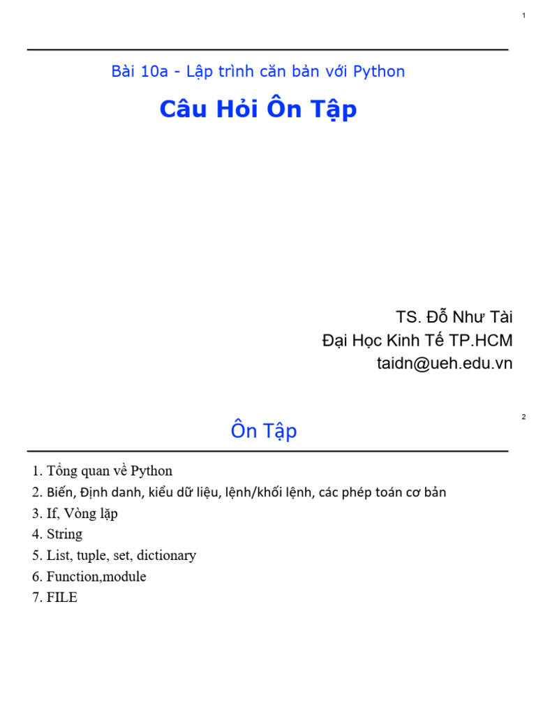 10 Lap Trinh Co Ban - Cau Hoi On Tap | PDF