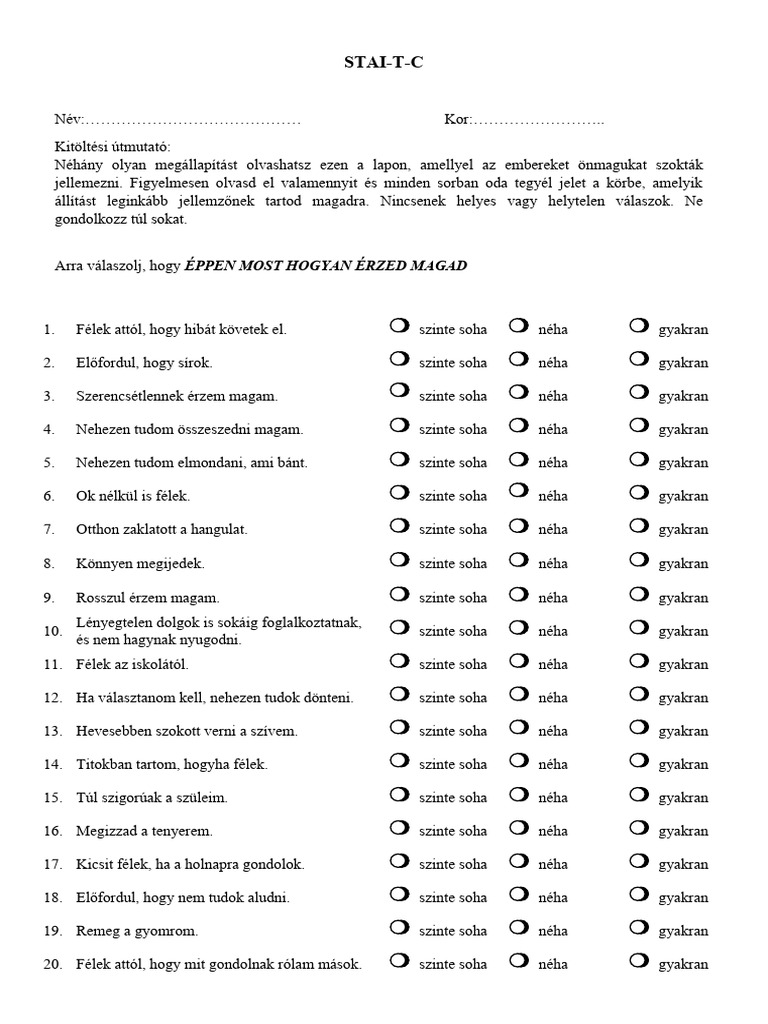 Stai T C | PDF