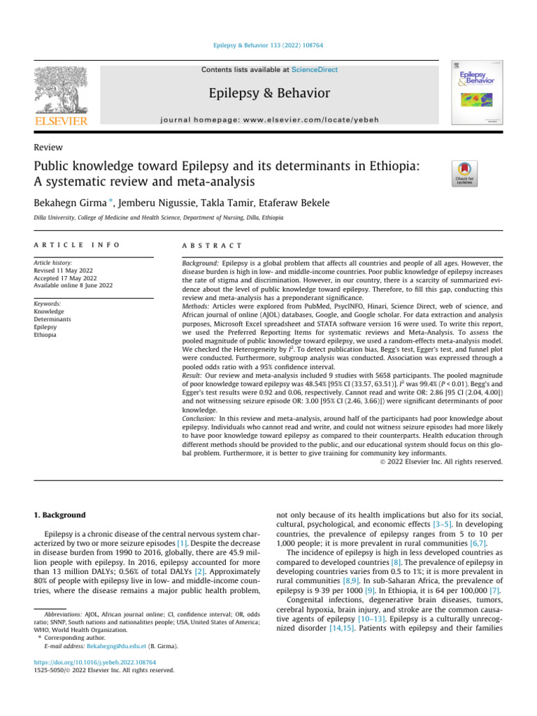 Epilepsy Pdf Meta Analysis Systematic Review