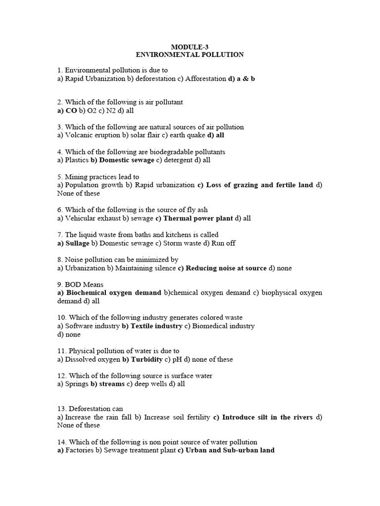 Module 3 - Part A - Question Bank | PDF | N Ox | Climate Change