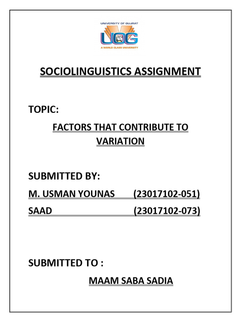Sociolinguistic Variation Factors | PDF | Socioeconomic Status ...