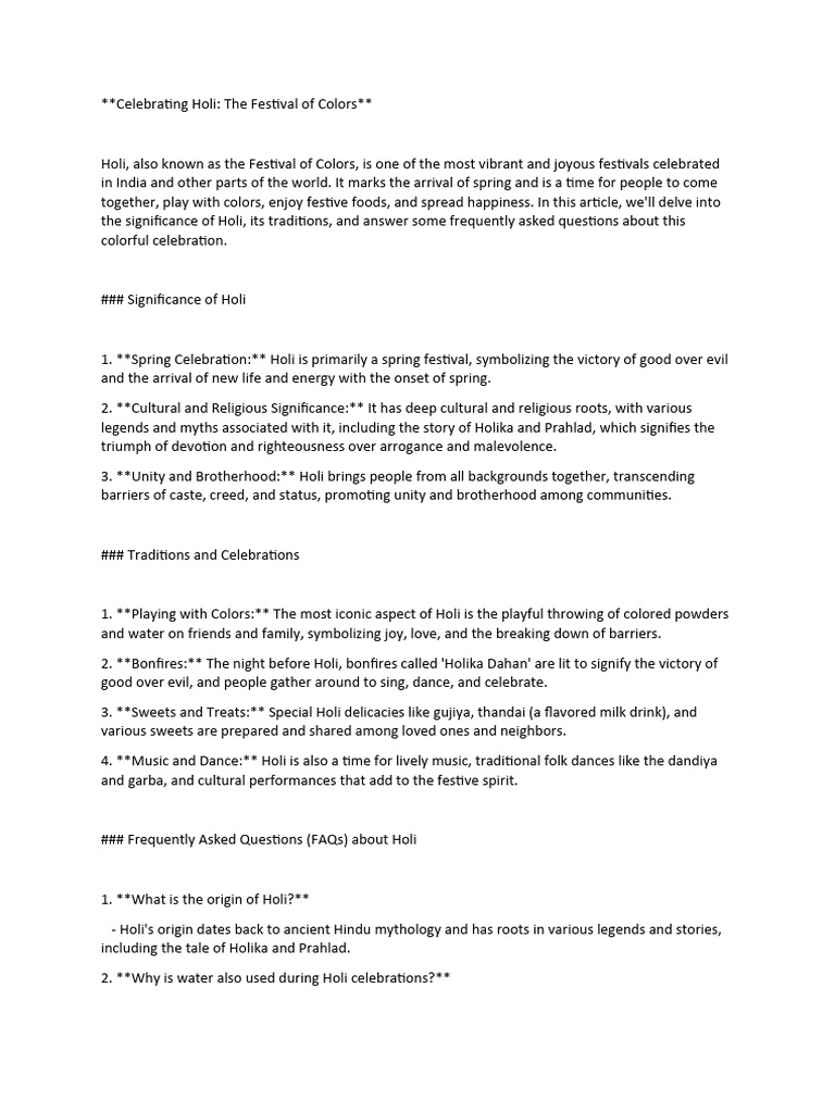 Celebrating Holi | PDF