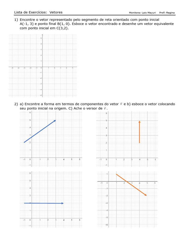 Lista de Exercícios - Vetores - Lic em Química | PDF | Vetor euclidiano | Álgebra linear