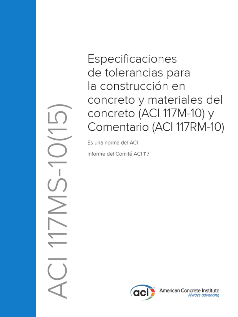 Tolerancias en Construcción de Concreto ACI 117M-10 | PDF