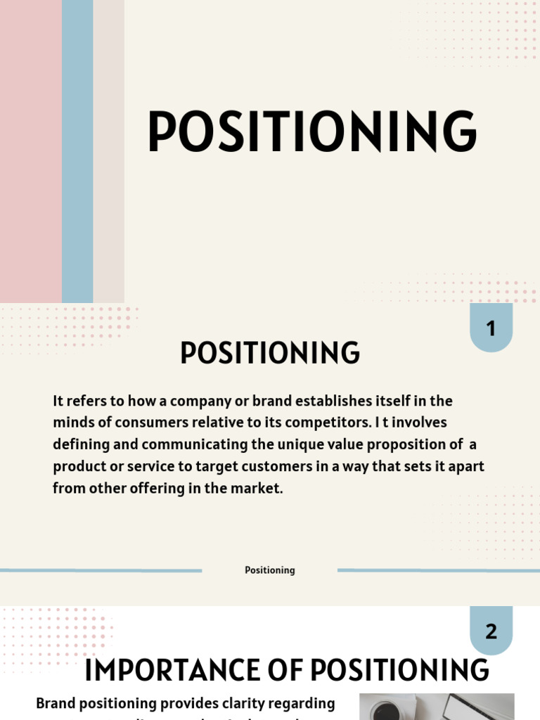 Entrepreneurship PPT Positioning | PDF | Brand | Marketing
