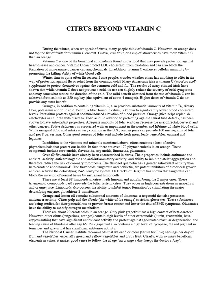 Citrus Beyond Vitamin C | PDF | Vitamin C | Vitamin