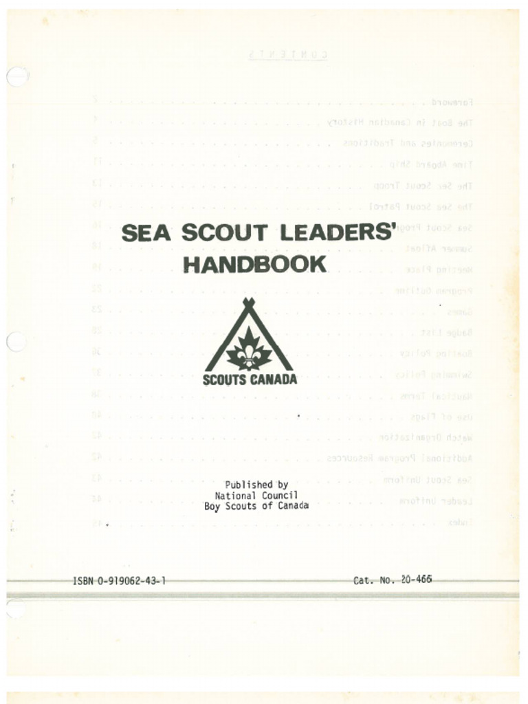 Canadian Sea Scout Leader Handbook (C. 1970) | PDF