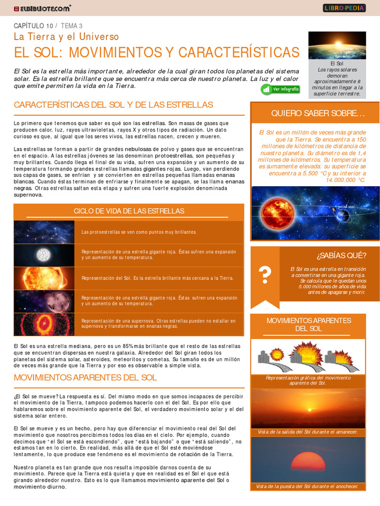 El Sol: Movimientos Y Características | PDF | Estrellas | Dom