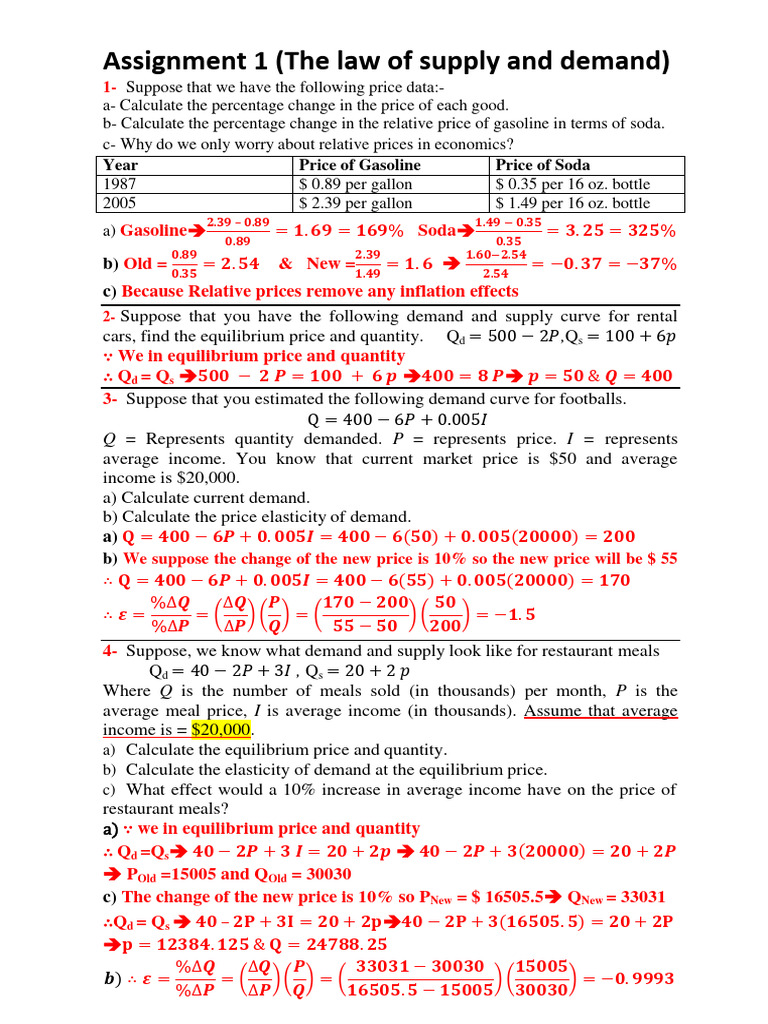 Assignment 1 | PDF | Demand | Economic Equilibrium
