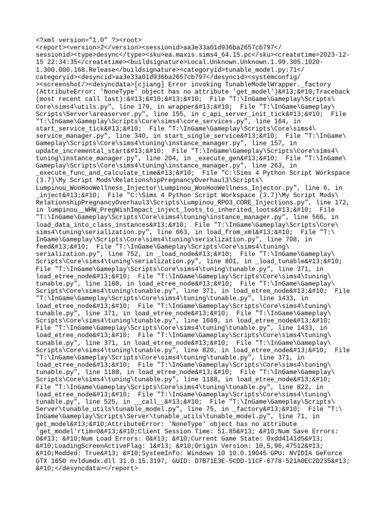 Sims 4 Modding Error Report | PDF