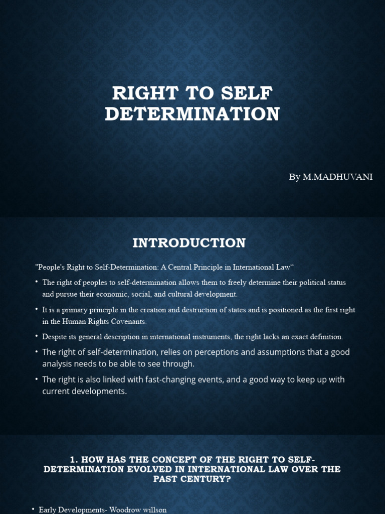 Right To Self Determination | PDF | International Law | Self Determination