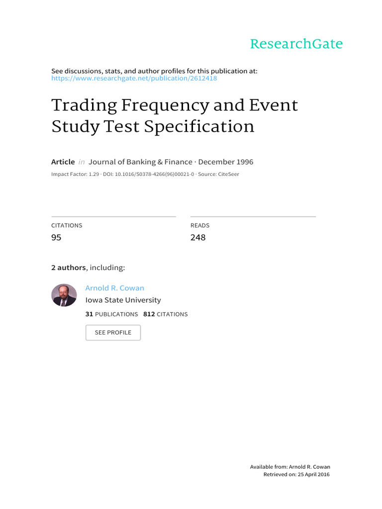 Trading Frequency and Event Study Test Specification | PDF | Errors And ...