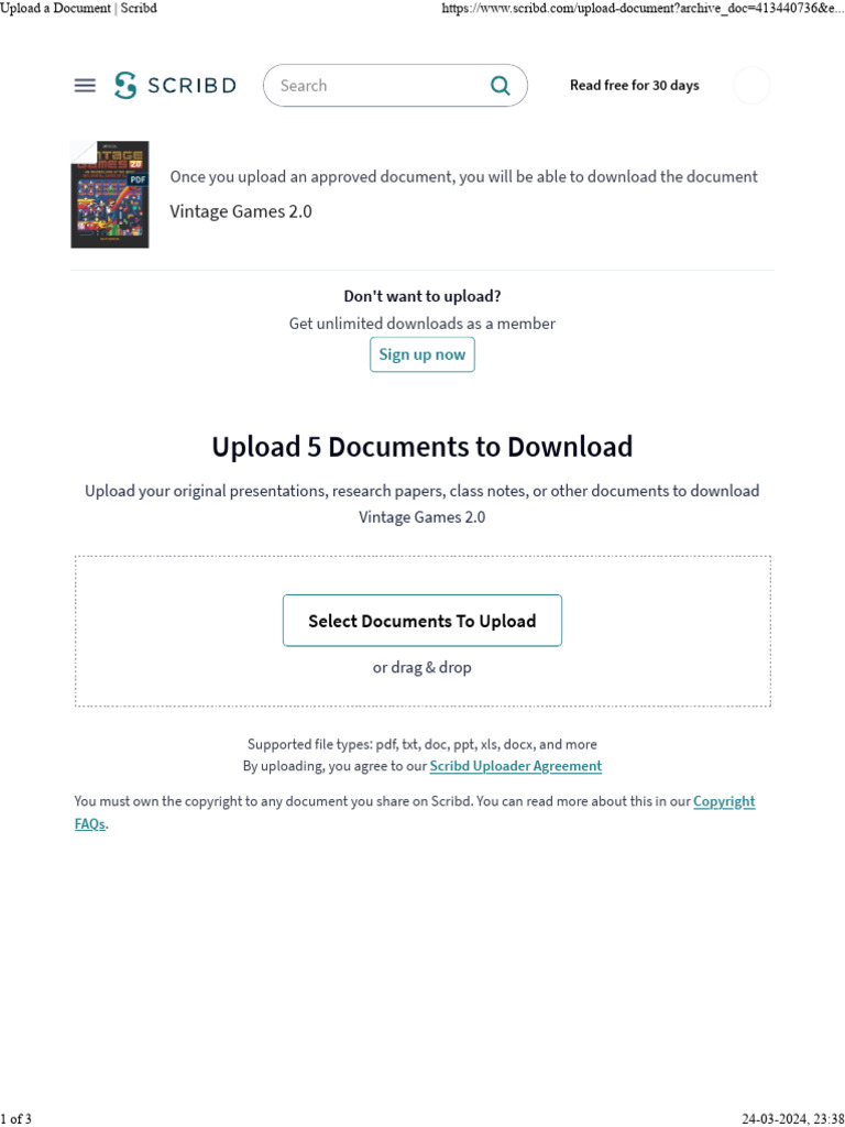 Upload 5 Documents To Download: Vintage Games 2.0 | PDF | Scribd | Software