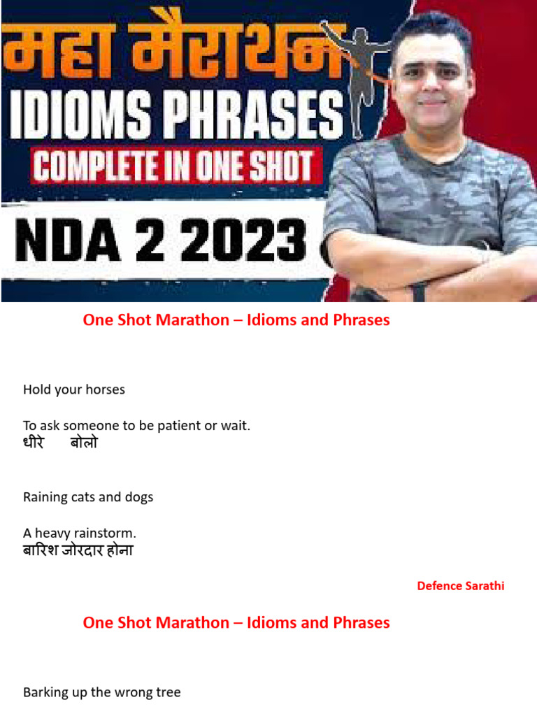 NDA Idioms and Phrases Guide | PDF | Idiom