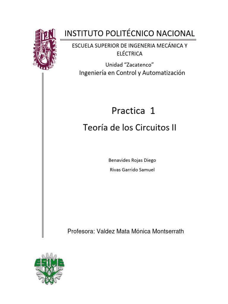 Practica 1 1 Pdf Voltaje Corriente Eléctrica