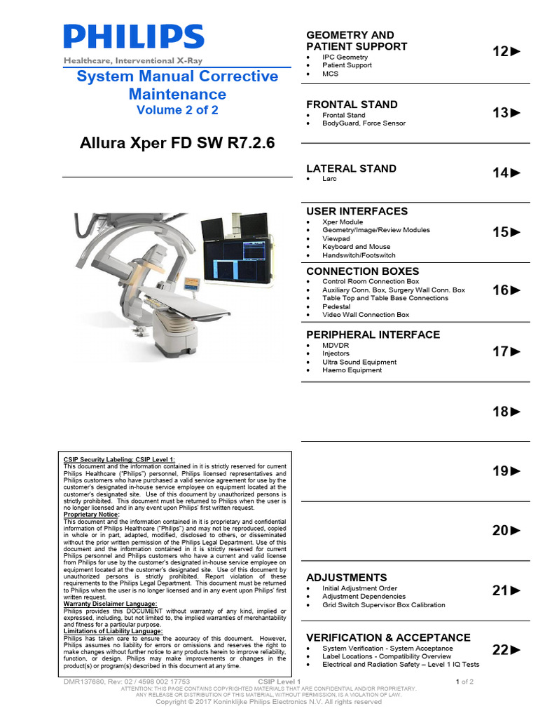 Allura Xper FD SW R7.2.6: System Manual Corrective Maintenance | PDF | Verification And ...
