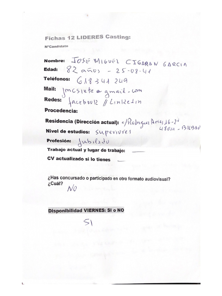 Fichas 12 LIDERES Casting | PDF