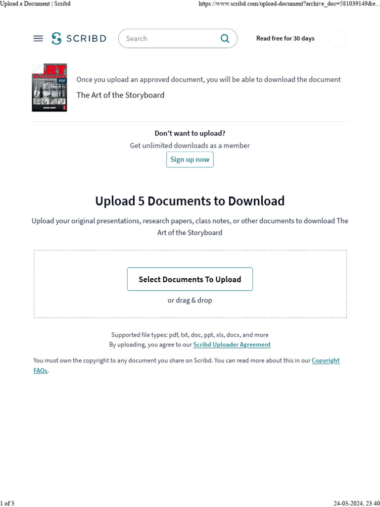 Upload 5 Documents To Download: The Art of The Storyboard | PDF | Scribd | World Wide Web
