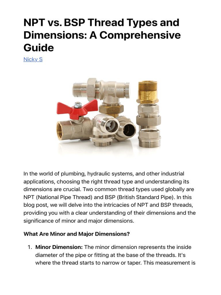 NPT vs. BSP Thread Dimensions - A Comprehensive Guide | PDF ...