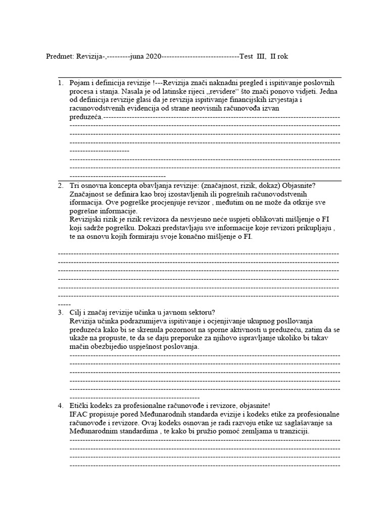 Test II Revizija | PDF