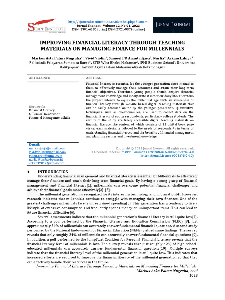 Improving Financial Literacy Through Teaching Materials On Managing ...