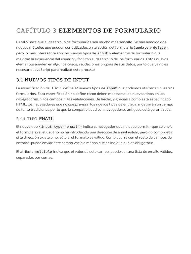 Elementos de Formulario HTML5 | PDF | Expresión regular | Script Java