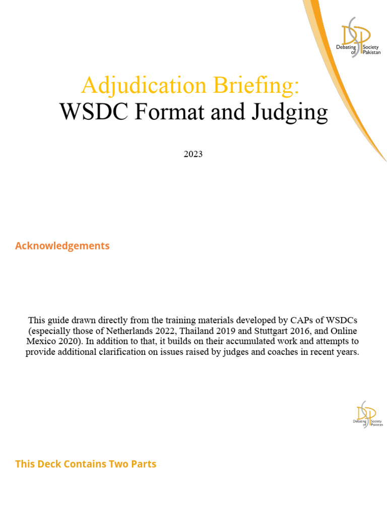 WSDC Format & Judge Briefing 2023 | PDF | Career & Growth