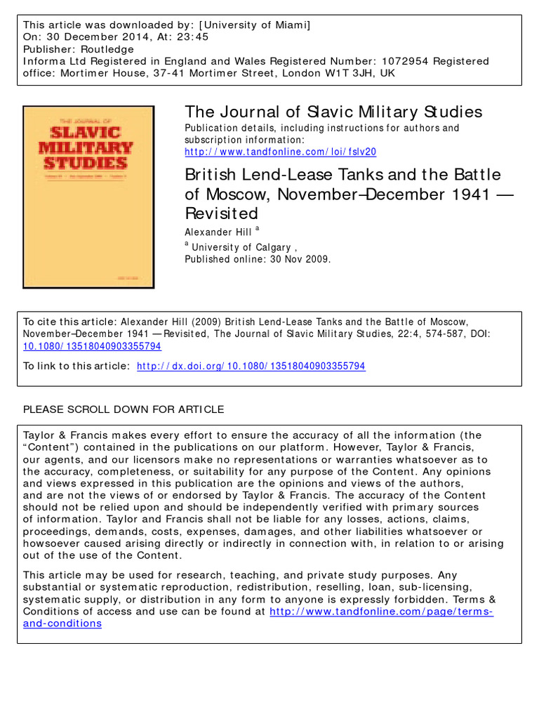 The Journal of Slavic Military Studies | PDF | Tanks | Battalion