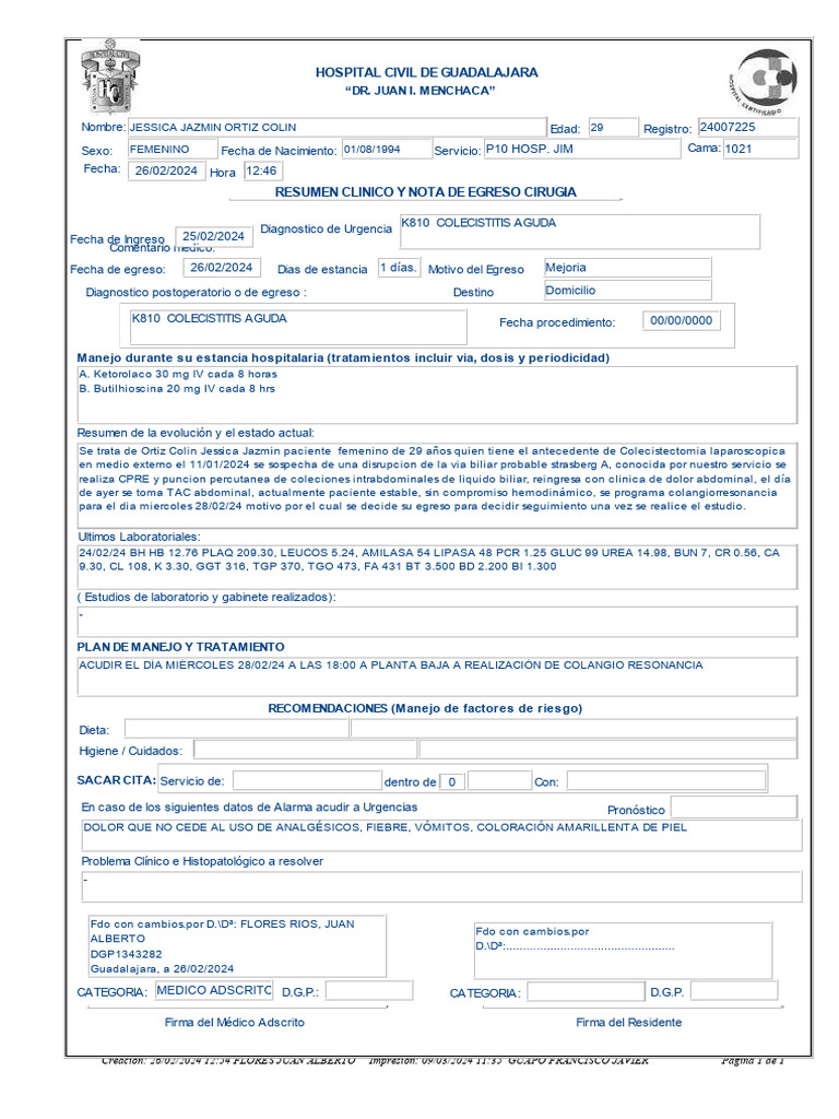 Coledocotomía Laparoscópica en K810 | PDF | Sistema digestivo ...