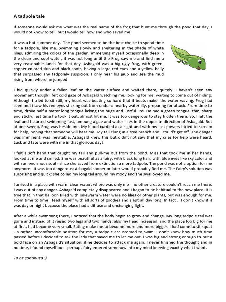A Tadpole Tale | PDF | Frog