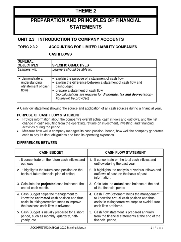 5a Unit 2.1 Topic 2.3.3 Cashflows | PDF | Cash Flow Statement | Dividend