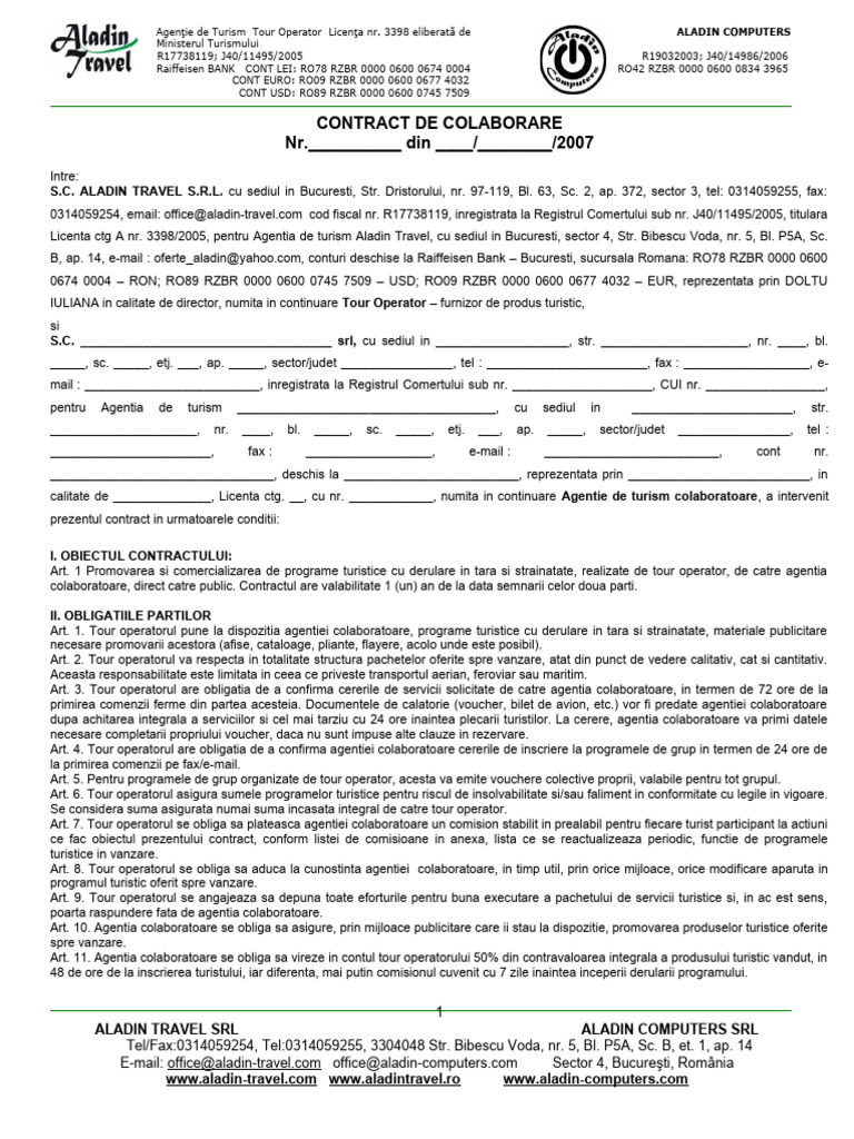 Contractul Cu Agentia Colaboratoare | PDF