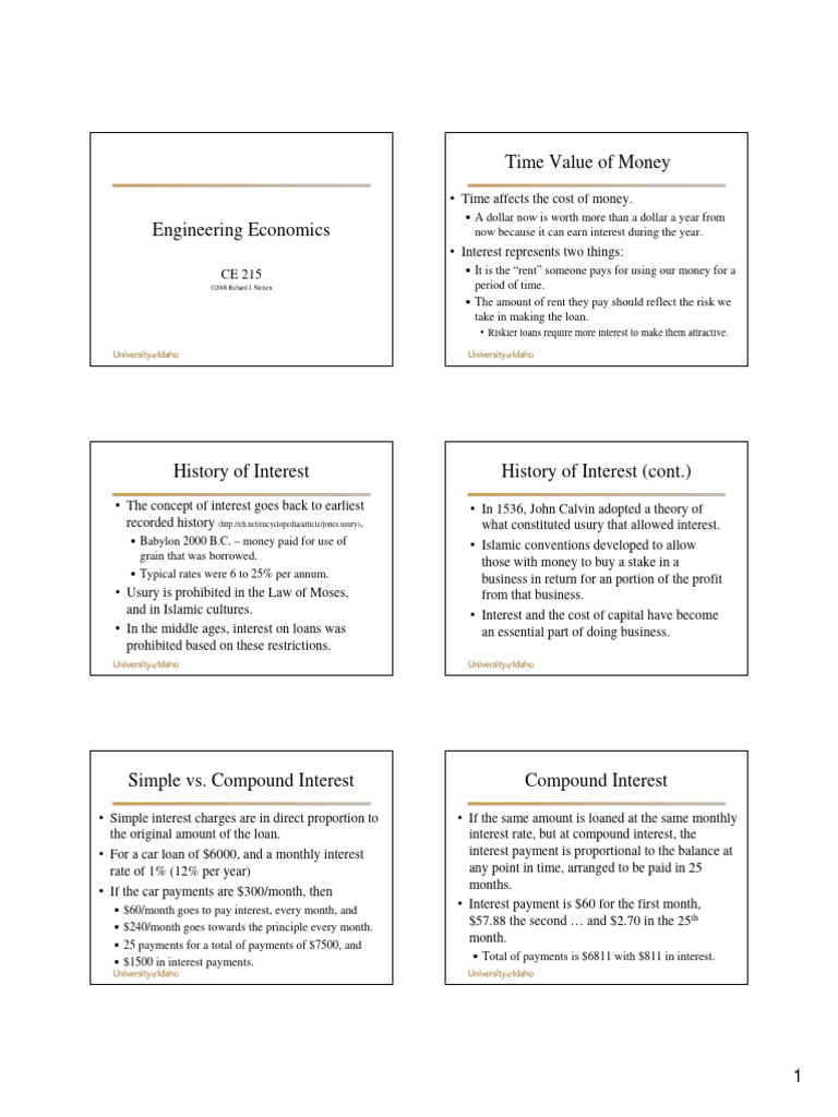 Engineering Economics | PDF | Interest | Present Value
