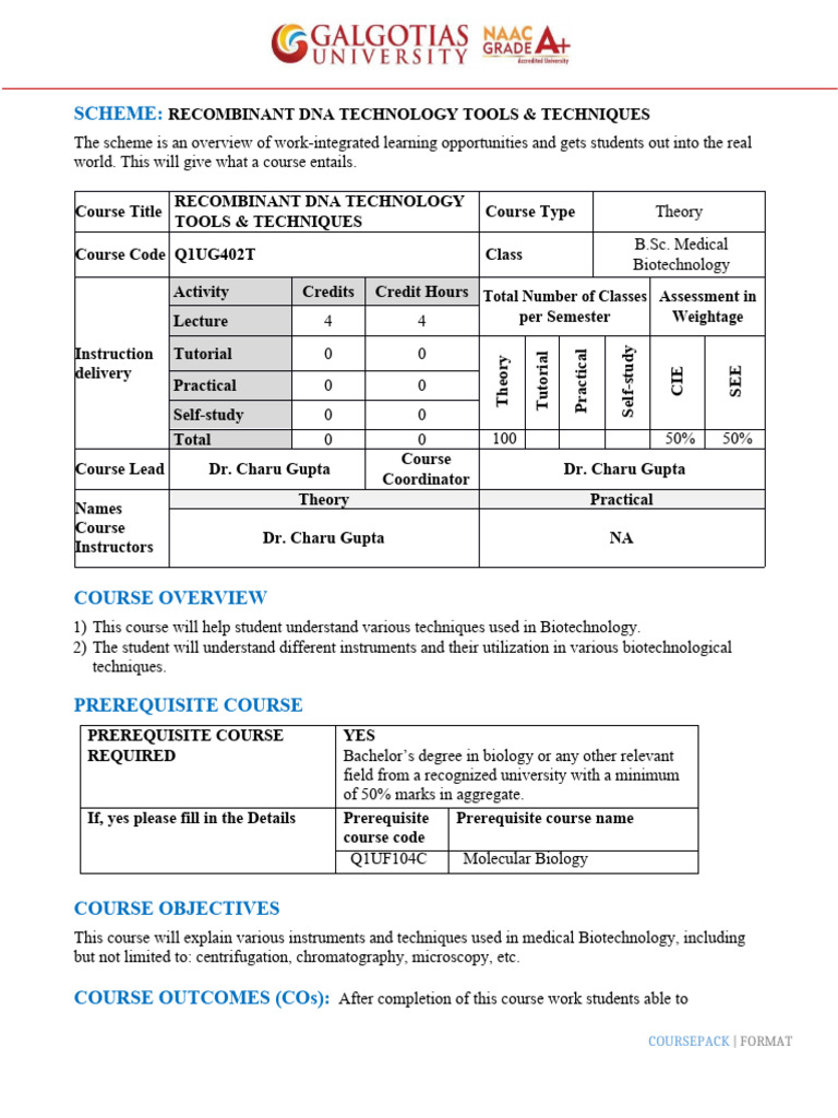 Coursepack RDT Winter23-24 | PDF | Molecular Cloning | Molecular Biology