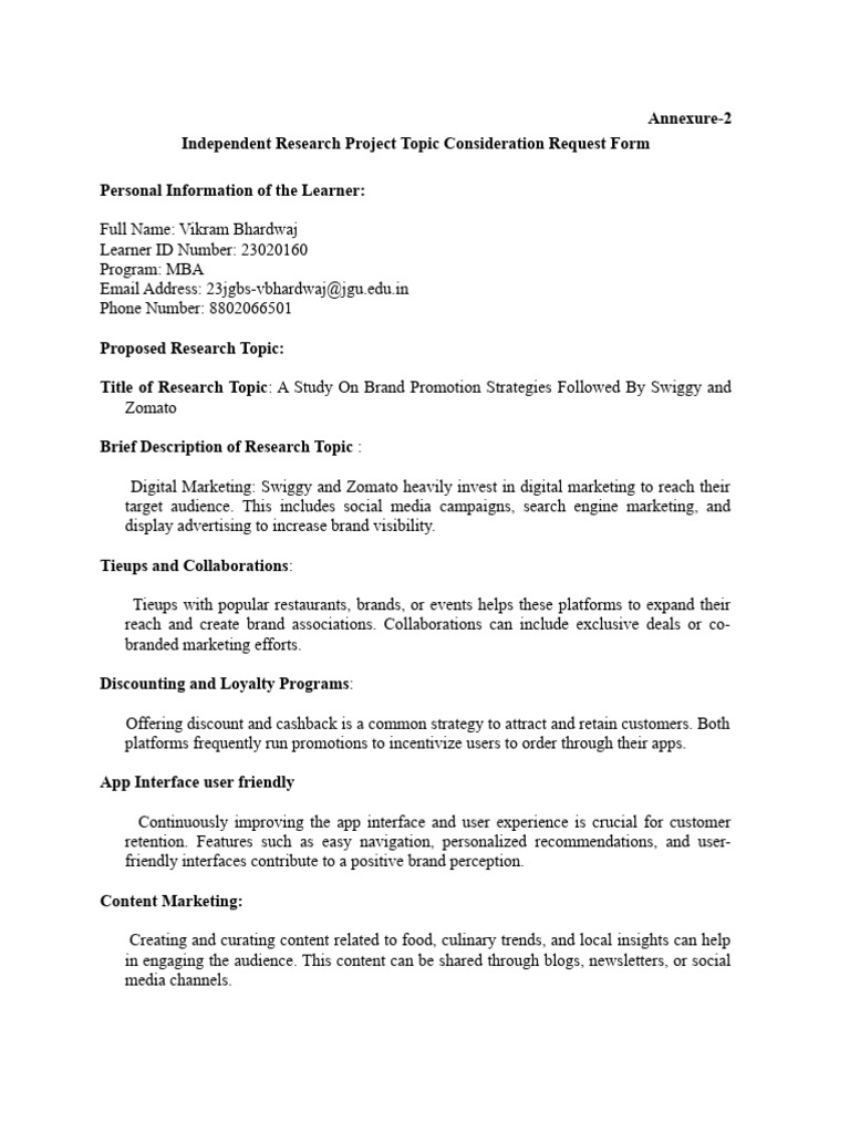 IRP - Topic Selection - Vikram Bhardwaj | PDF