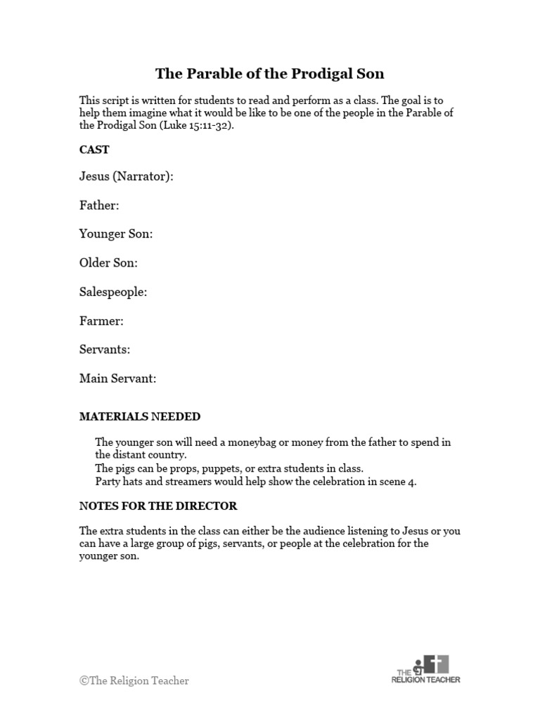 Parable of The Prodigal Son Skit Script - 124052 | PDF