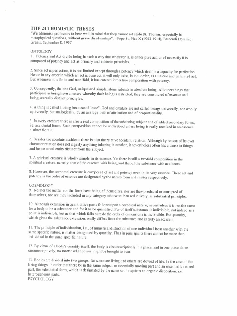 The 24 Thomistic Theses | PDF