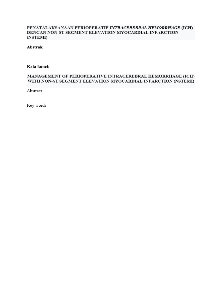 Data Mentah 2 Laporan Kasus ICH Dan NSTEMI | PDF