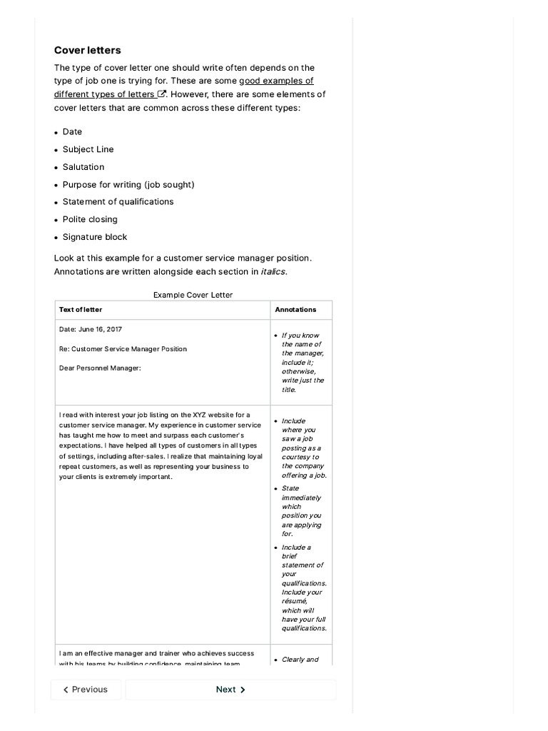 Cover Letter Exeple For English | PDF