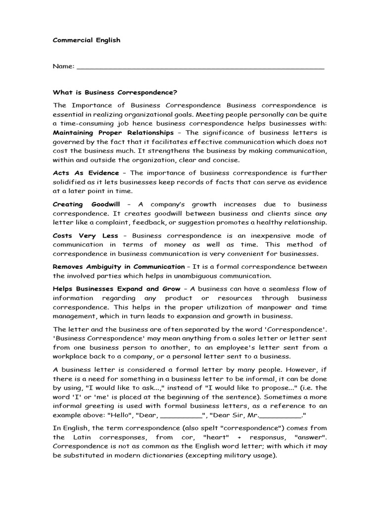Business Correspondence | PDF